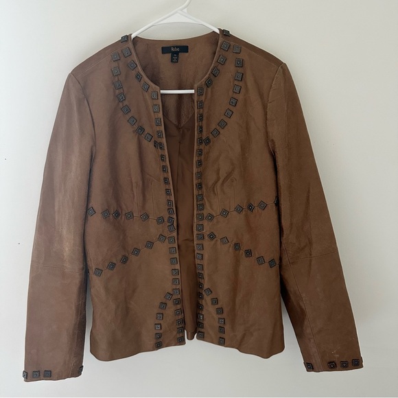 Reba | Jackets & Coats | Reba Studded Open Front Leather Jacket | Poshmark